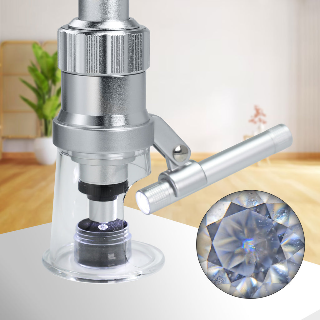 MSC-454 Magnification Microscope 100X LED Lightning Scale Loupe Compac ...